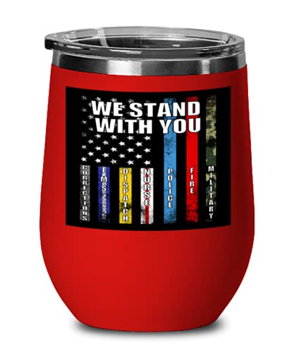 Corrections EMS Dispatch Nurse Police Fire Military Wine Glass, Stainless Steel Insulated Red Tumbler With Lid, Great Present Idea