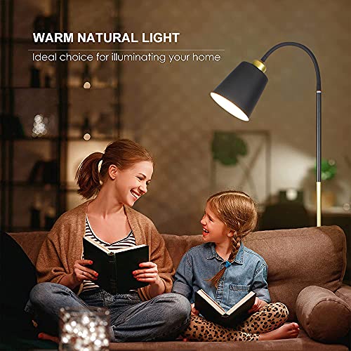 Floor Lamp,Industrial Floor Lamp Height Adjustable 360°Rotation Lampshade Modern Standing Lamp , Metal Heads Indoor Task Lighting for Living Room Bedroom Office (Black)