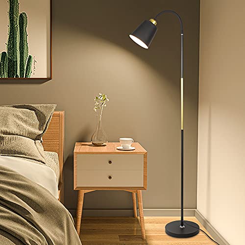 Floor Lamp,Industrial Floor Lamp Height Adjustable 360°Rotation Lampshade Modern Standing Lamp , Metal Heads Indoor Task Lighting for Living Room Bedroom Office (Black)