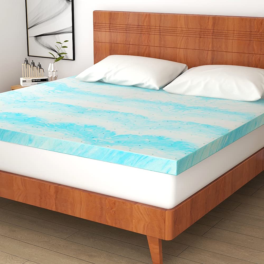 IULULU Mattress Topper, 3 Inch Gel Memory Foam Mattress Topper for Twin Size Bed,Blue
