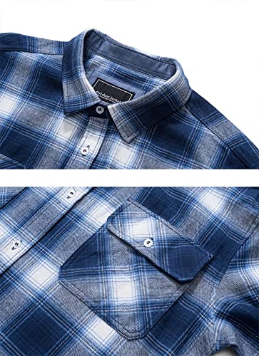 TACVASEN Men's Flannel Shirts Long Sleeve Casual Button Down Regular Fit Plaid Shirts Blue M
