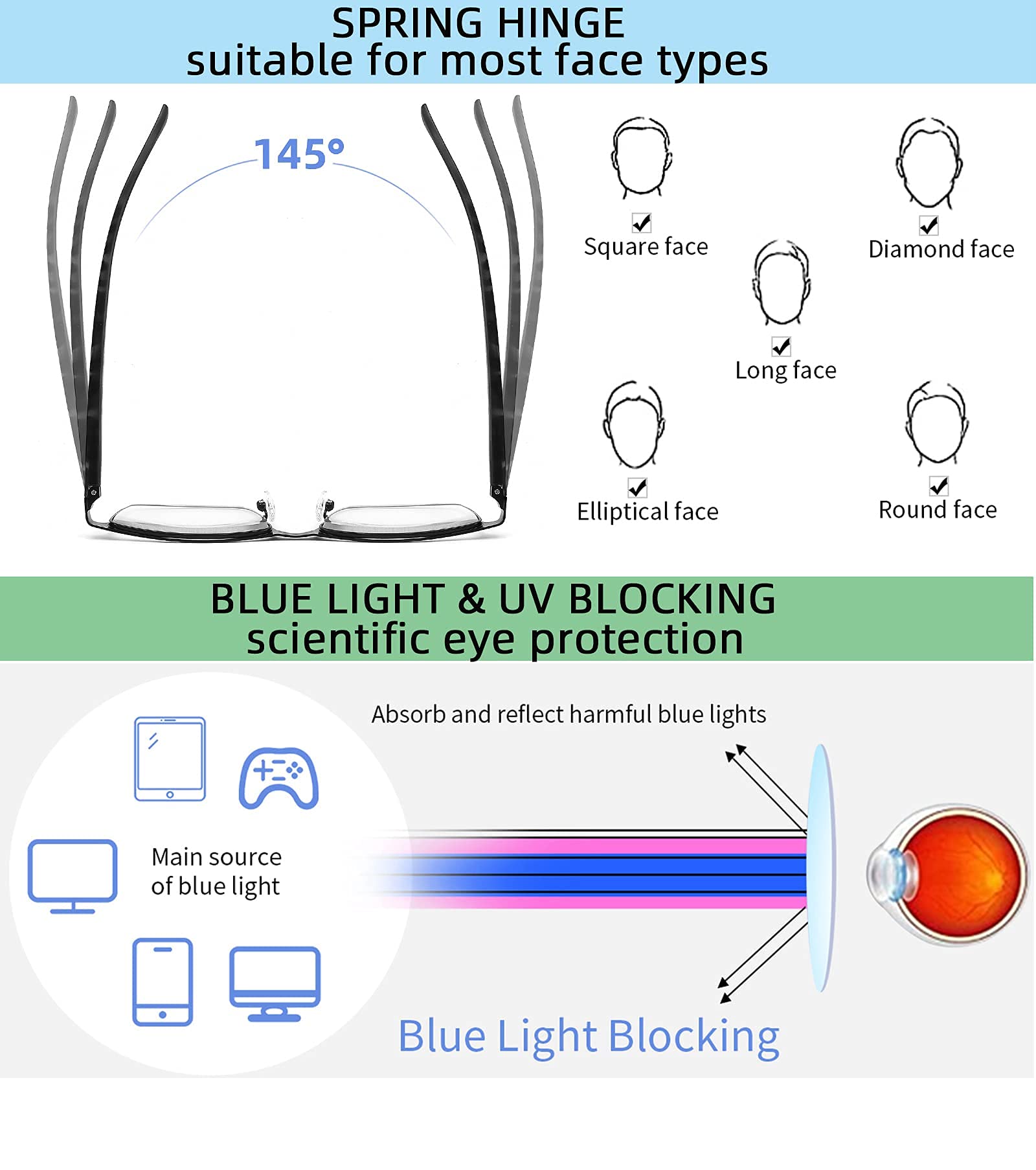 DILLY VISION 4-Pack Blue Light Blocking Reading Glasses for Men Stylish Metal Frame Readers with Comfort Spring Hinges Anti Glare UV Filter Eyeglasses, +2.5 STRENGTH