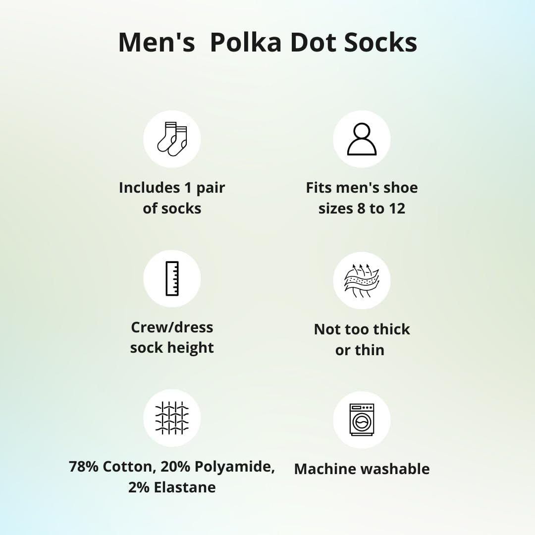 tiemart Men's Socks, One Pair (Black and White Polka Dot)