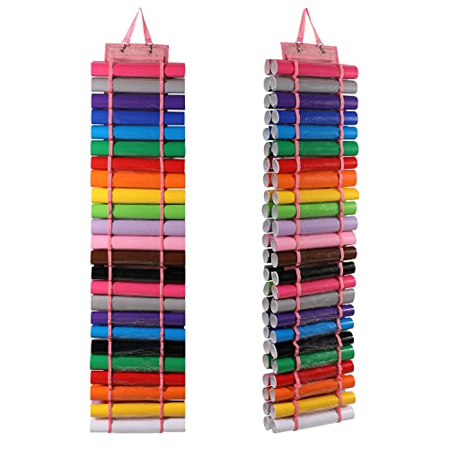 KGMCARE Vinyl Storage Organizer Craft Roll Holder Wall Mount Roll Hanger Rack Hanging Cricut Organizer(Pink)