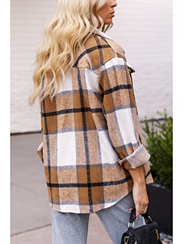 ZAFUL Shackets for Women 2022 Oversized Flannel Shirts for Women Plaid Jackets