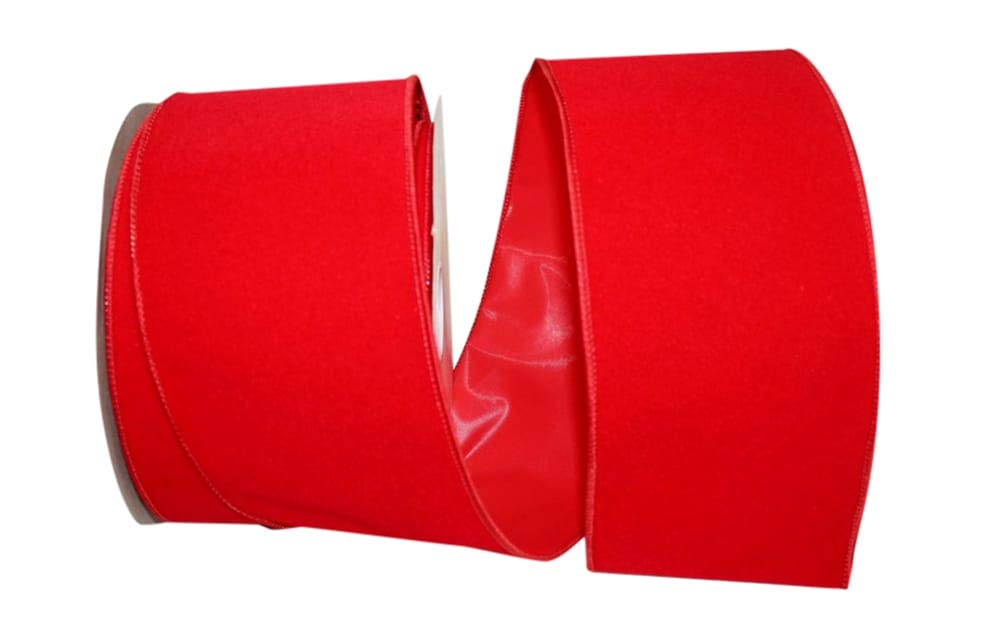 Reliant Ribbon 3934M-065-10J Velvet Commercial Heavy Wired Edge, Red, 4 Inch, 25 Yards