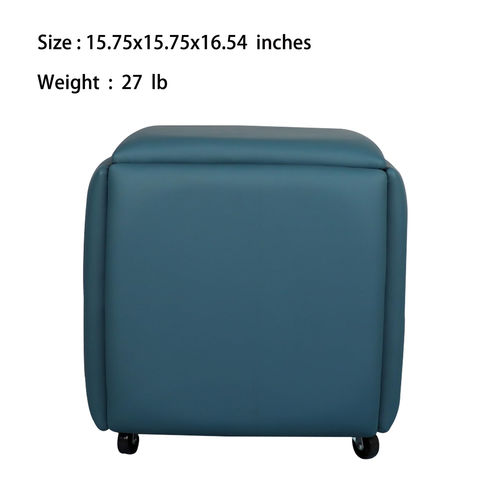 LUGSHIREE 5 in 1 Nesting Ottoman Cube Chair, Stackable Stools, Leather Square Ottoman Bench, Foot Stool with Wheels for Living Room,Dining Room 15.75x15.75x16.54 inches