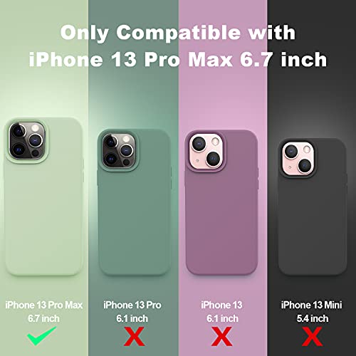 Vooii Compatible with iPhone 13 Pro Max Case, Liquid Silicone Full Body Protective Case with [Anti-Scratch] [Soft Microfiber Lining] [Camera Protective] for iPhone 13 Pro Max 6.7 inch, Matcha