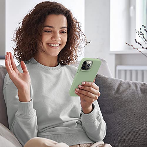 Vooii Compatible with iPhone 13 Pro Max Case, Liquid Silicone Full Body Protective Case with [Anti-Scratch] [Soft Microfiber Lining] [Camera Protective] for iPhone 13 Pro Max 6.7 inch, Matcha