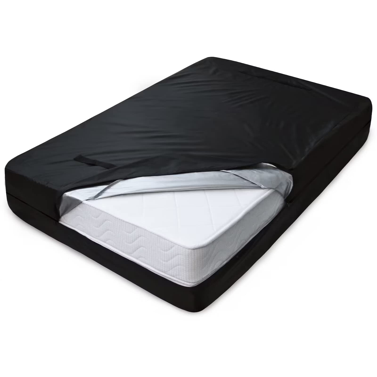 Mattress Bags for Moving and Storage, Heavy Duty Twin Mattress Bag with 4 Strong Handles, 100% Waterproof Mattress Cover/Protector for Moving Twin Size, Reusable Thick Tarp, Black