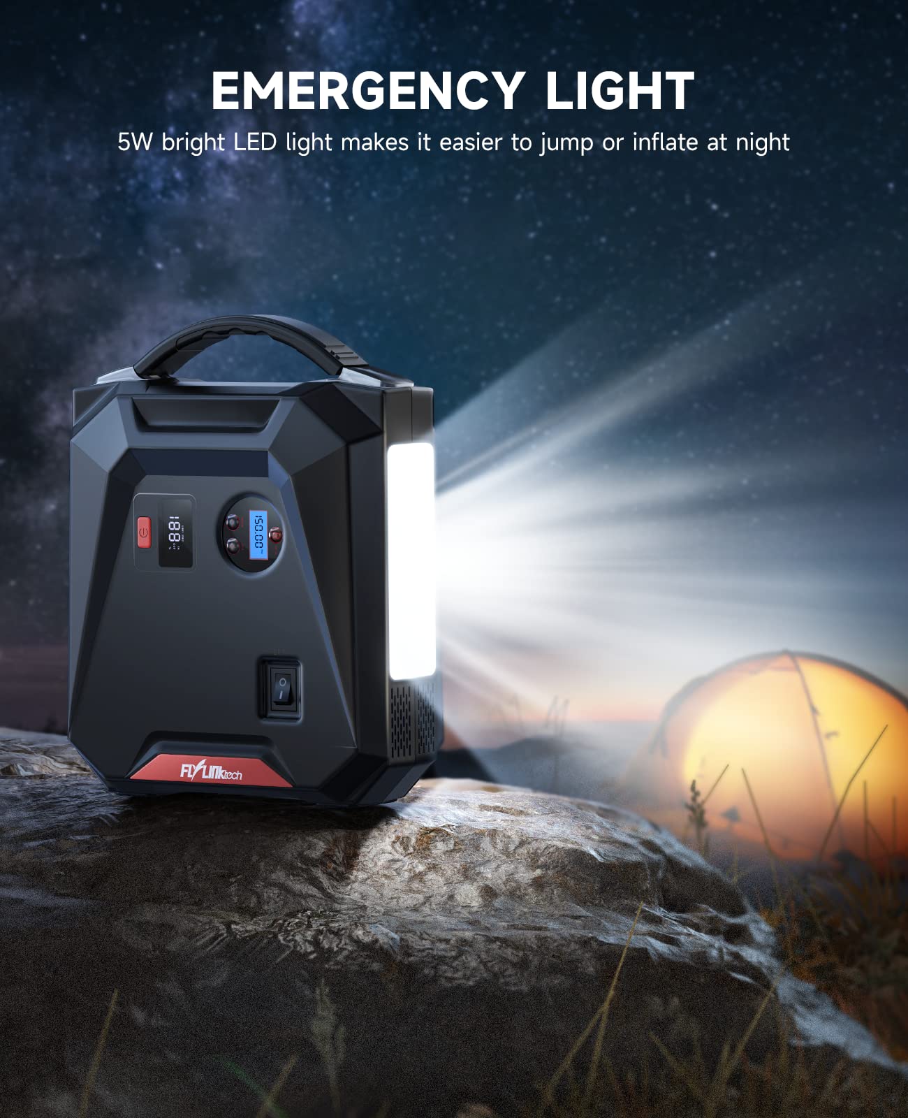 Car Jump Starter with Air Compressor, 2500A Peak 24000mAh Portable Jump Starter Car Battery Charger Moto Battery Booster Power Pack (All Gas or 8.0L Diesel) Emergency Auto Battery Booster Pack