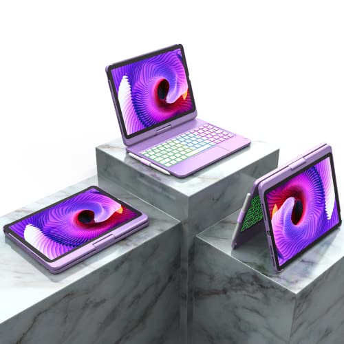 Keyboard Case for iPad Pro 11 inch, Case with Keyboard for iPad Air 5th 4th Generation - Touch Trackpad -10 Color Backlight -360° Protective with Pencil Holder for iPad Pro 11 inch 3rd /2nd/1st Gen