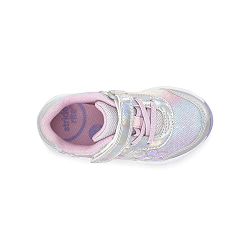 Stride rite Girls SR Lighted Glimmer Sneaker, Iridescent, 10 Wide Toddler