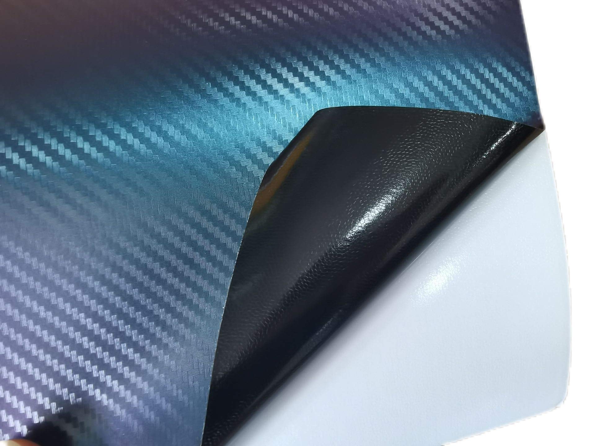 Chameleon Blue to Purple Carbon Fiber Car Vinyl Wrap Sticker Decal Sheet Self Adhesive Bubble Free (1ft x 10ft)