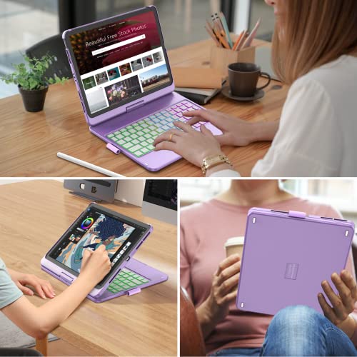 Keyboard Case for iPad Pro 11 inch, Case with Keyboard for iPad Air 5th 4th Generation - Touch Trackpad -10 Color Backlight -360° Protective with Pencil Holder for iPad Pro 11 inch 3rd /2nd/1st Gen