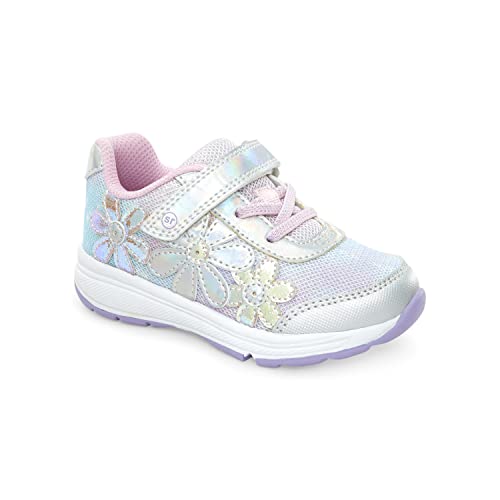 Stride rite Girls SR Lighted Glimmer Sneaker, Iridescent, 10 Wide Toddler