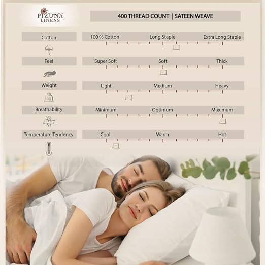 Pizuna Pure 100% Cotton Pillow Cases Queen Size Set of 2 Ginger Brown, Luxurious 400 Thread Count Long Staple Cotton Sateen with Stylish 4" Hem (Combed Ginger Brown Cotton Pillow Cases Queen)