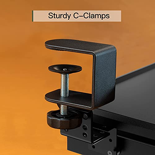 HUANUO Keyboard Tray, Pull Out Drawer Under Desk - Keyboard Tray Under Desk Slide, w/Storage Organizer, Computer Keyboard Stand w/Extra Sturdy C Clamp (32.28" Including Clamps)