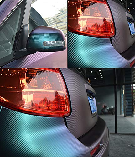 Chameleon Blue to Purple Carbon Fiber Car Vinyl Wrap Sticker Decal Sheet Self Adhesive Bubble Free (1ft x 10ft)