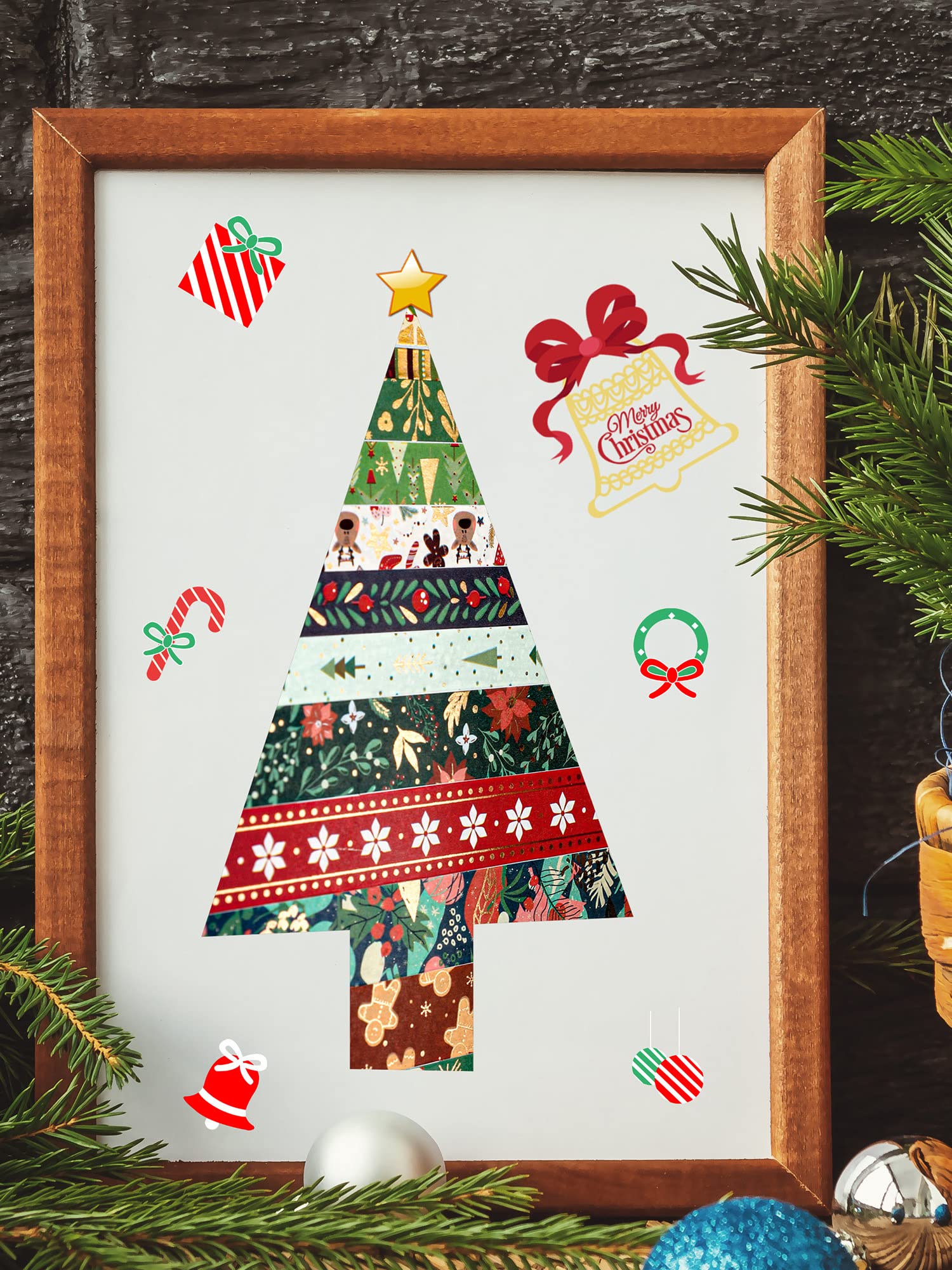 21 Rolls Christmas Gold Foil Washi Tape - Holiday Decor With Snowflake, Deer, Tree Designs - Self-Adhesive Tape for DIY Crafts, Wrapping, Party Favors