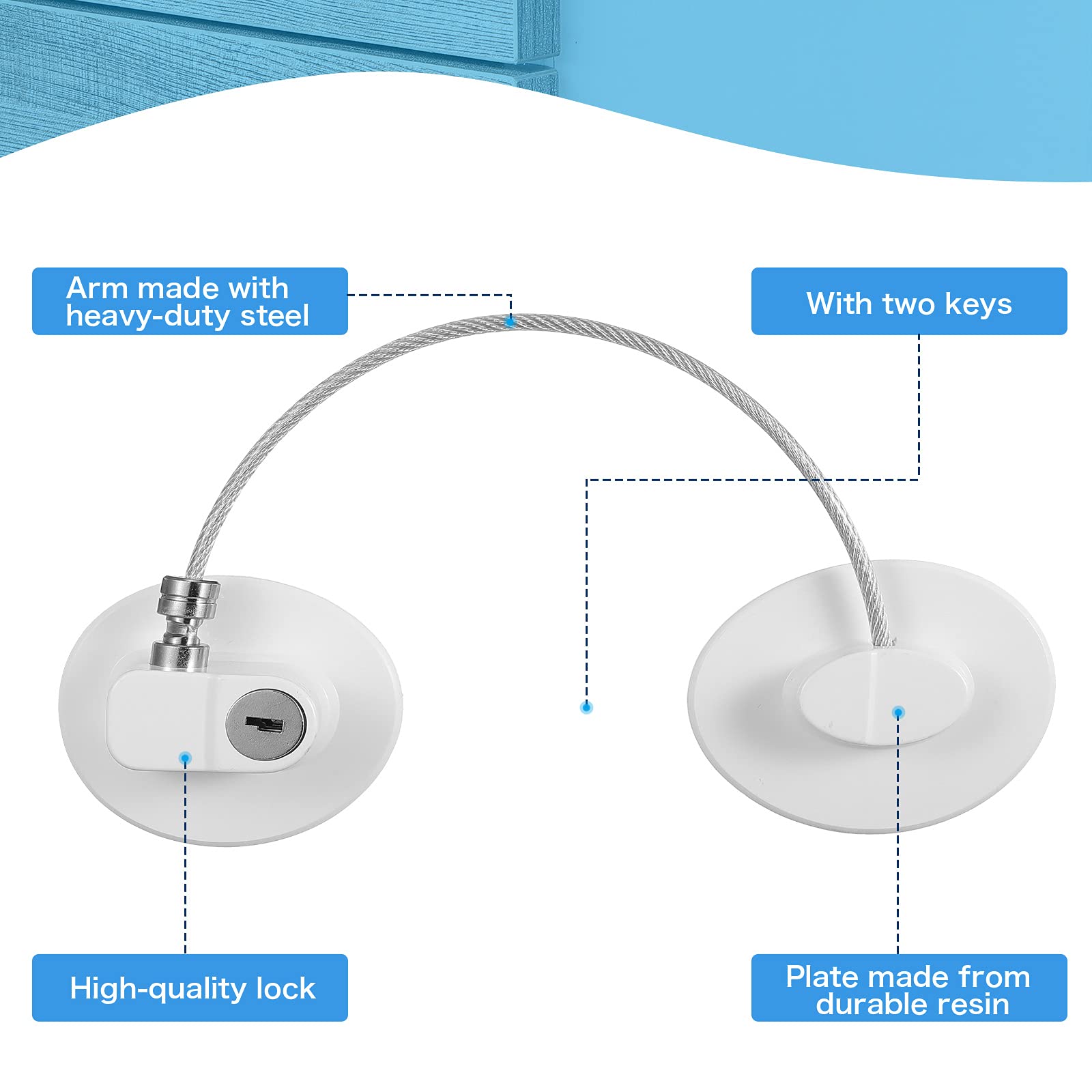 8 Pieces Refrigerator Locks for Children Adults with 10 Keys, Fridge Lock, Freezer Door Safety Cabinet Lock and Child Safety Cabinet Locks with Strong Adhesive (White)