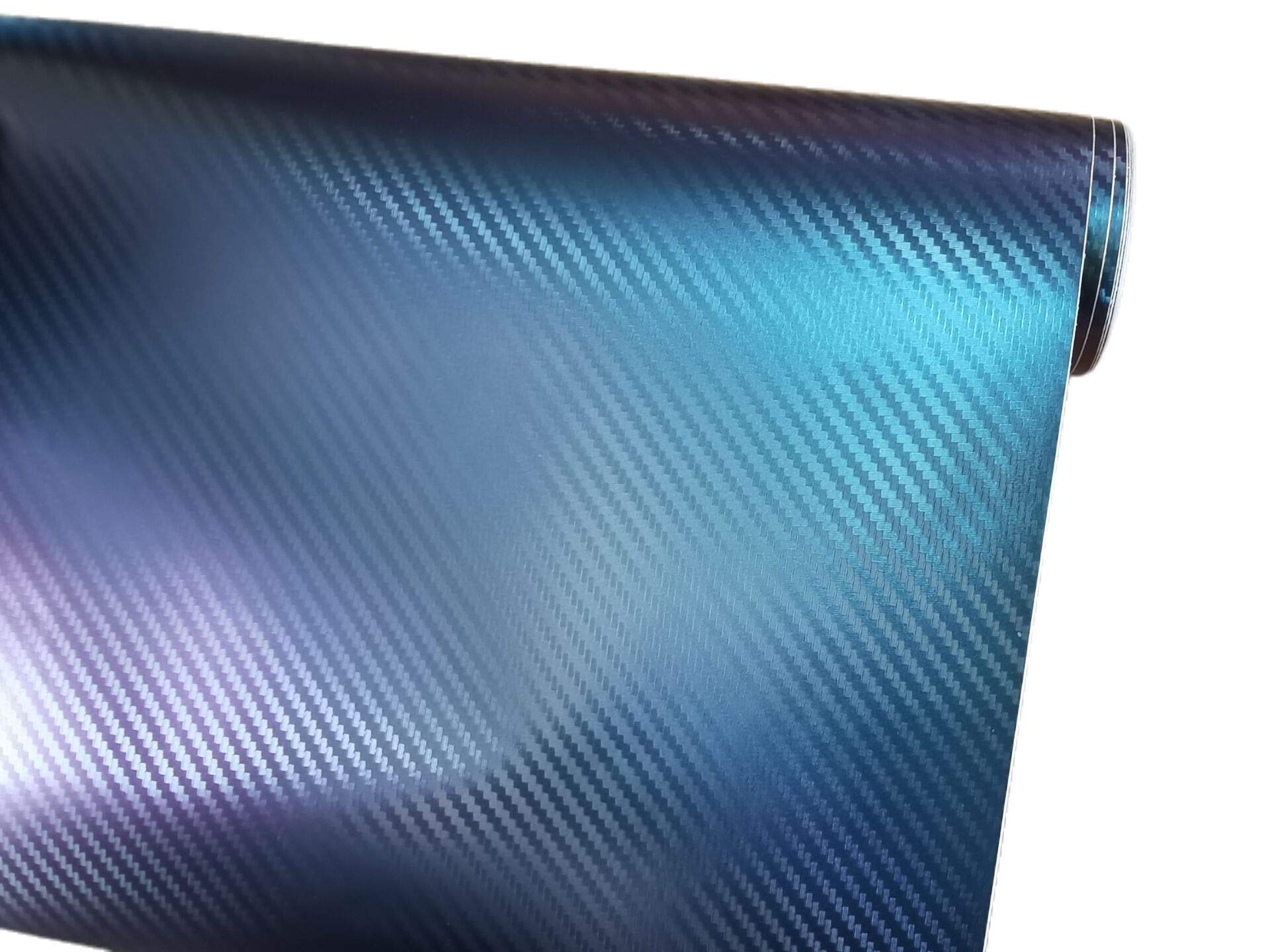 Chameleon Blue to Purple Carbon Fiber Car Vinyl Wrap Sticker Decal Sheet Self Adhesive Bubble Free (1ft x 10ft)