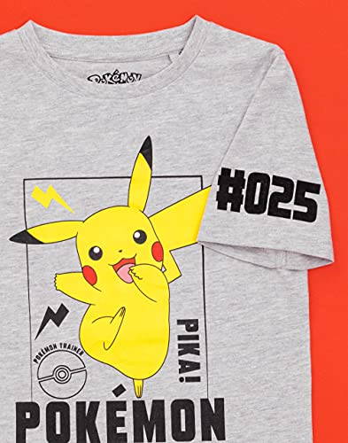 Pokemon T-Shirt for Boys | Kids Girls Pikachu Grey Character Top | r Clothing Merchandise 9-10 Years