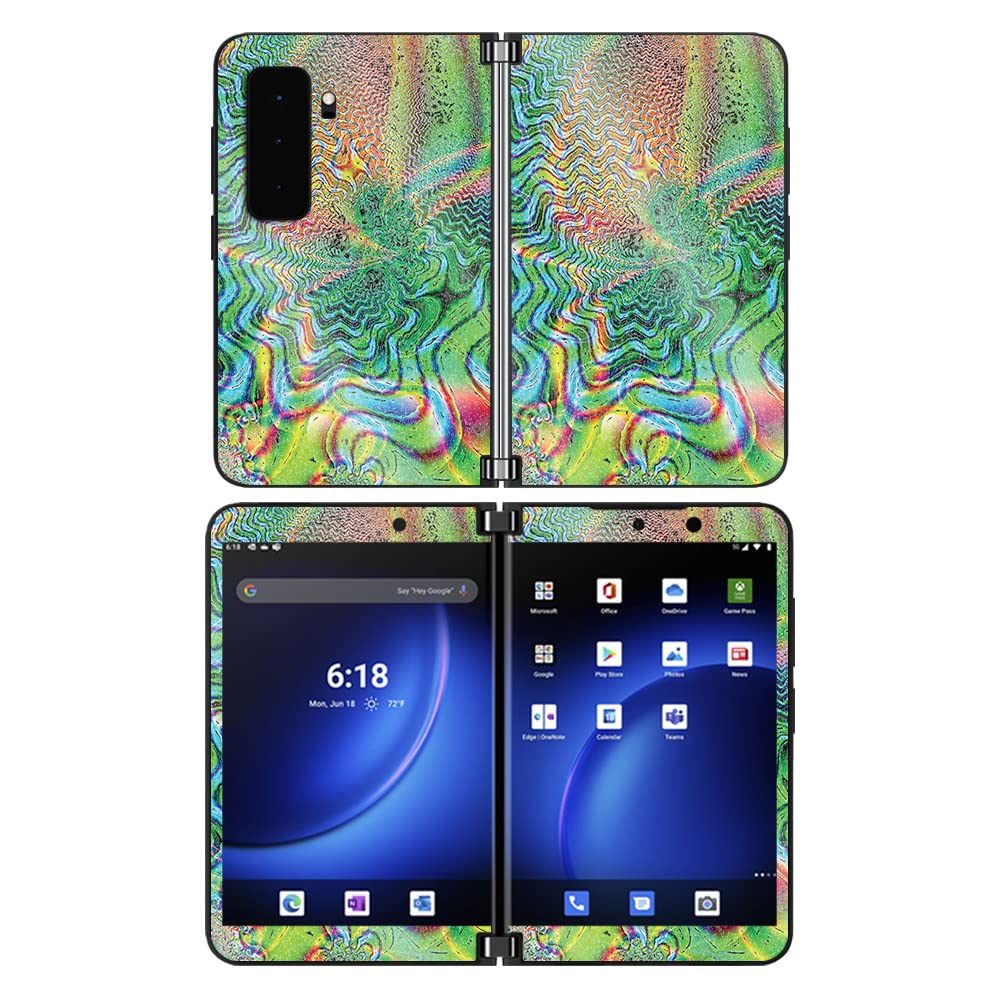 MightySkins Glossy Glitter Skin Compatible with Microsoft Surface Duo 2 - Psychedelic | Protective, Durable High-Gloss Glitter Finish | Easy to Apply and Change Styles | Made in The USA