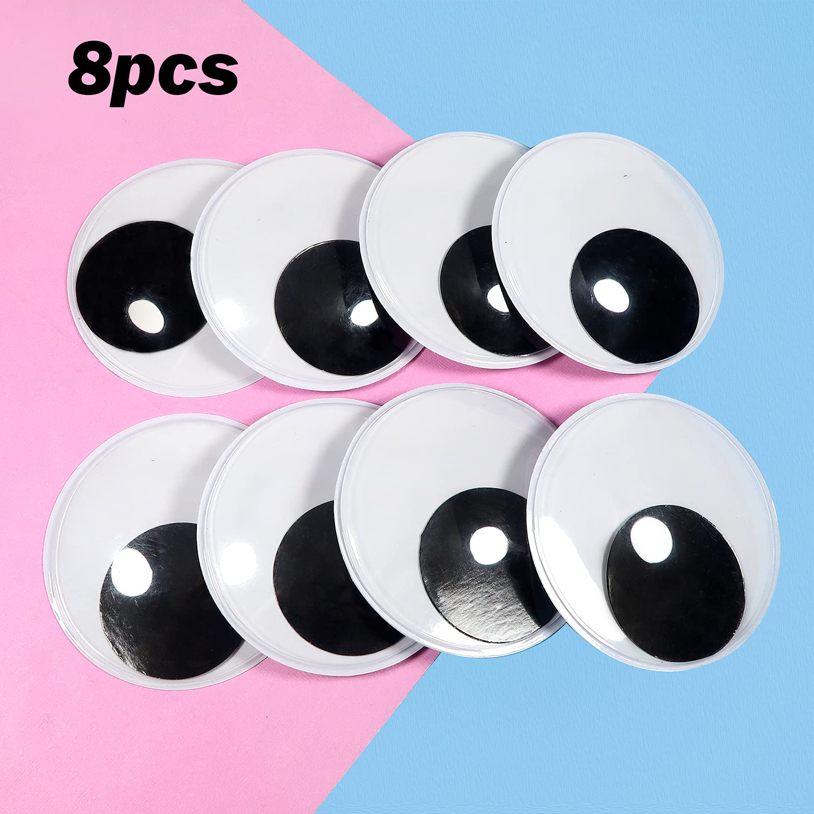 TOAOB 8pcs Giant Googly Eyes 4 Inch Plastic Wiggle Eyes with Self Adhesive White Googly Eyes for DIY Crafts Christmas Halloween Decoration