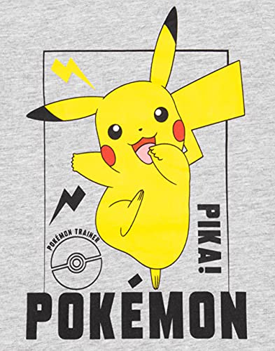 Pokemon T-Shirt for Boys | Kids Girls Pikachu Grey Character Top | r Clothing Merchandise 9-10 Years