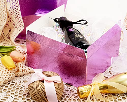 WholeMy Glossy Purple Gift Boxes 10 Pack 8x8x4 Inches, Holographic Gift Boxes with Lids, Gift Boxes for Presents, Bridesmaid Proposal Box - for Wedding, Birthday, Party, Crafting, Anniversary, Christmas