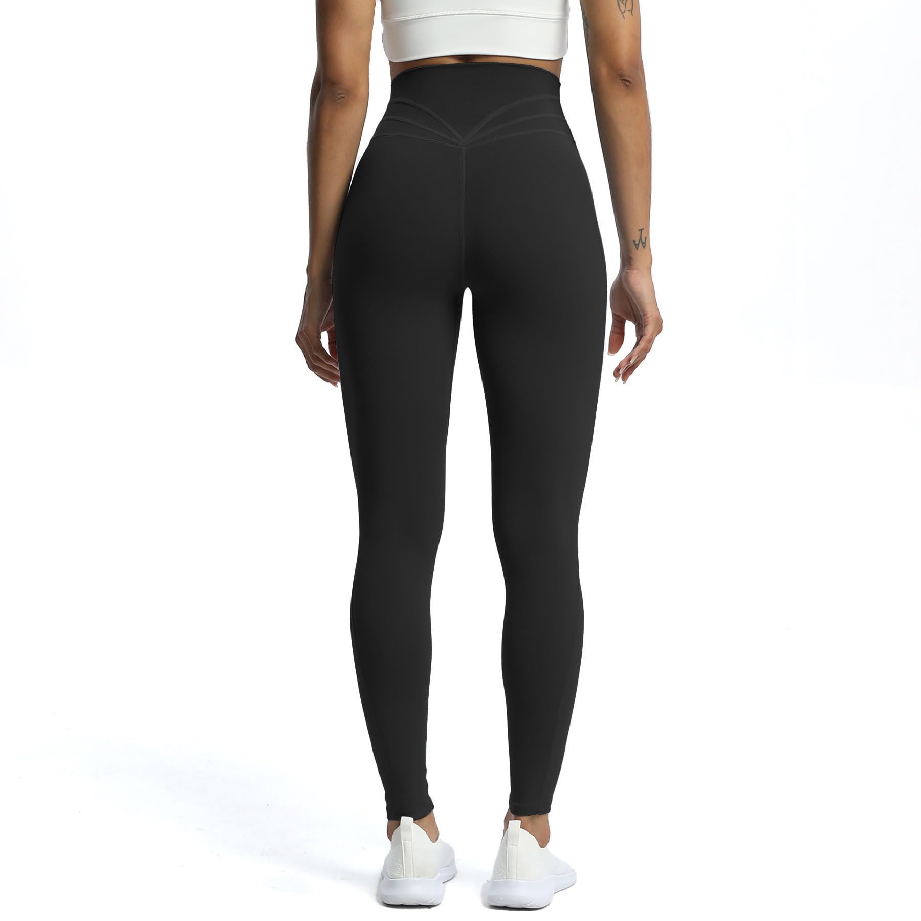 Aoxjox High Waisted Workout Leggings for Women Trinity Yoga Pants 26.5" (Black, Large)