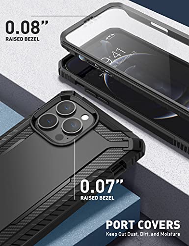 Clayco Xenon Protective Case for iPhone 13 Pro Max 6.7 inch (2021 Release), Built-in Screen Protector, Full-Body Rugged Dual Layer Hybrid Bumper Case (Black)