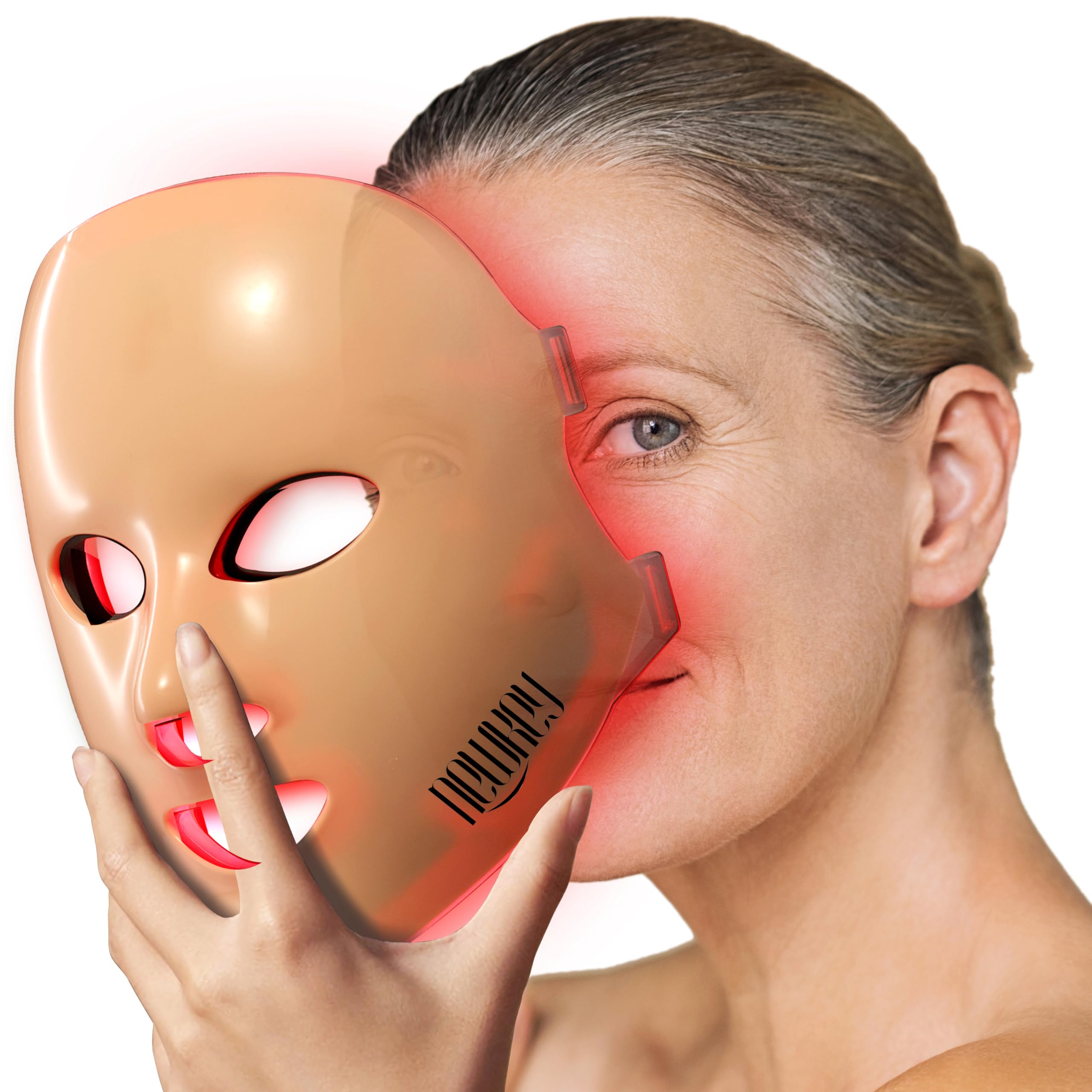 NEWKEY Red Light Therapy Mask for Face Wrinkles, LED Face Mask Light Therapy,7 Colors Photon Red Light Therapy Mask for Face, 20 Minutes Treatment,Adjustable Strap,Plug-in
