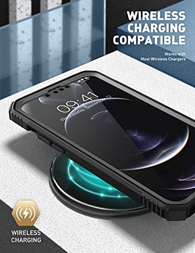 Clayco Xenon Protective Case for iPhone 13 Pro Max 6.7 inch (2021 Release), Built-in Screen Protector, Full-Body Rugged Dual Layer Hybrid Bumper Case (Black)