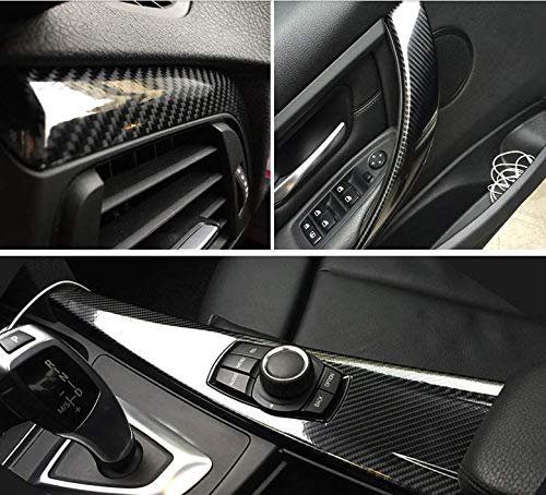5D High Gloss Black Carbon Fiber Vinyl Roll 1ft x 5ft Bubble Free Air Release Automotive Car Wrap Film
