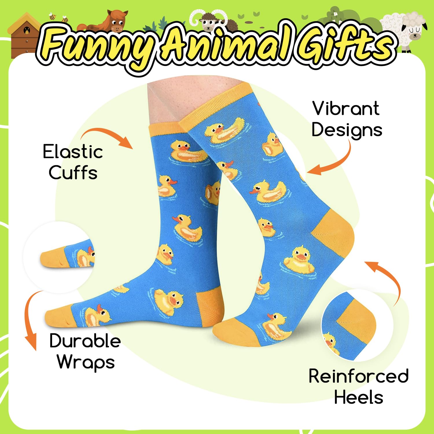 HAPPYPOP Fun Socks Rubber Duck Socks for Women Cute Duck Socks, Funny Rubber Duck Gifts Duck Lovers Gifts for Her