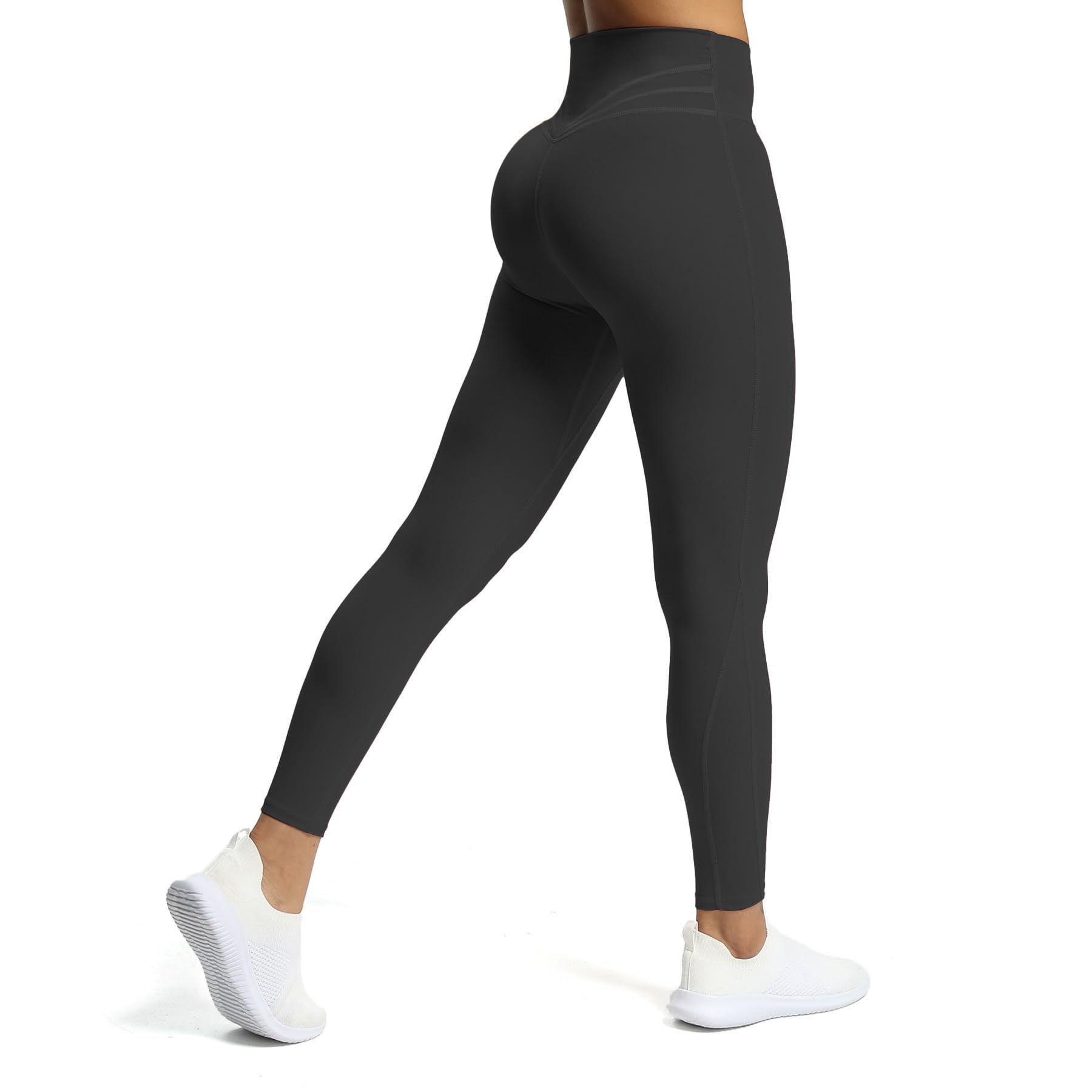 Aoxjox High Waisted Workout Leggings for Women Trinity Yoga Pants 26.5" (Black, Large)