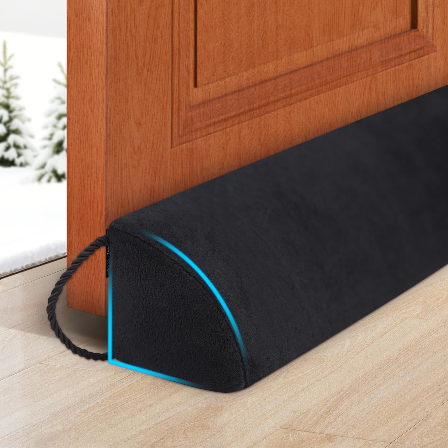 HomeProtect Under Door Draft Stopper 36 Inch Door Soundproofing Block Cold Air Wind/Breeze Noise Light, Weather Stripping Seal Sweep Improved Triangle Design More Fits 0 to 2" Gaps