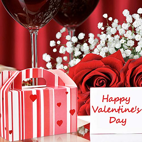 Moretoes 52 Pack Valentine Gable Treat Boxes Cardboard Paper Goodie Boxes Party Supplies, Candy Treat Cookie Boxes
