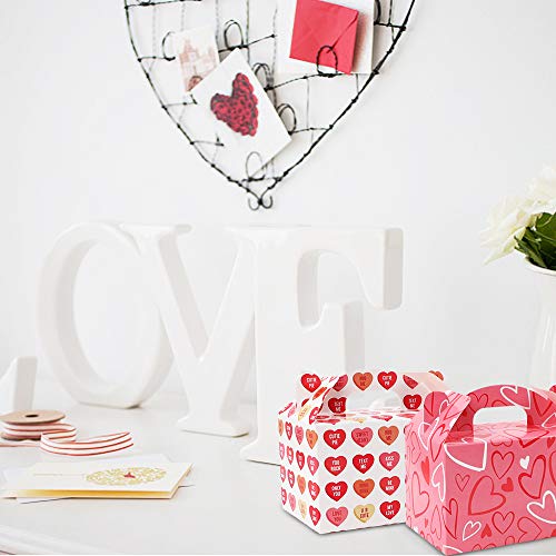 Moretoes 52 Pack Valentine Gable Treat Boxes Cardboard Paper Goodie Boxes Party Supplies, Candy Treat Cookie Boxes