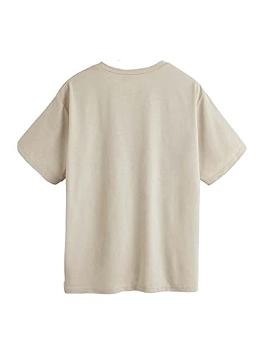 SOLY HUX Women's Graphic Letter Print T Shirt Short Sleeve Tee Top Khaki Mushroom Butterfly S