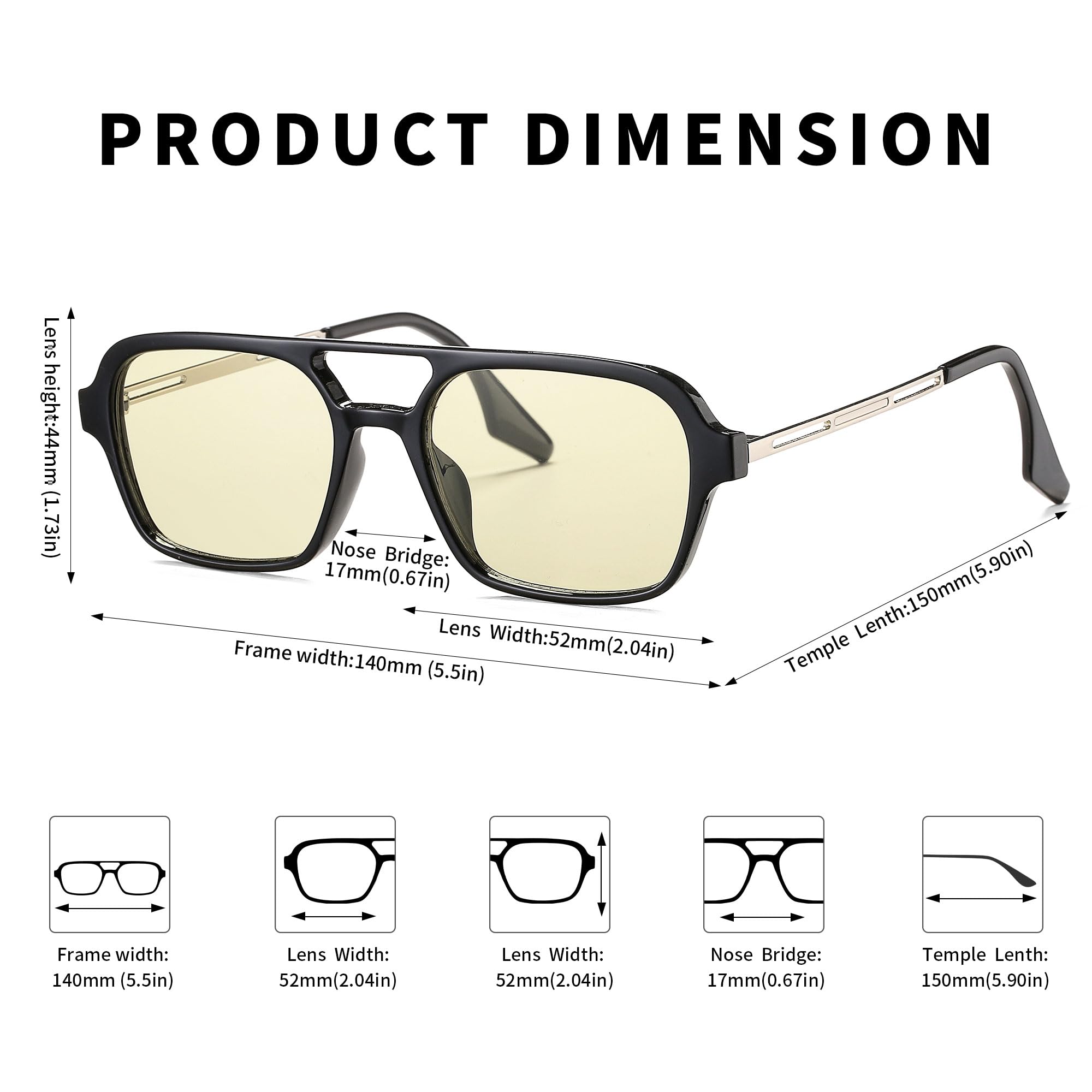 DeBuff Vintage 70s Flat Aviator Sunglasses for Women Men, Retro Square Glasses UV400 Protection Shades