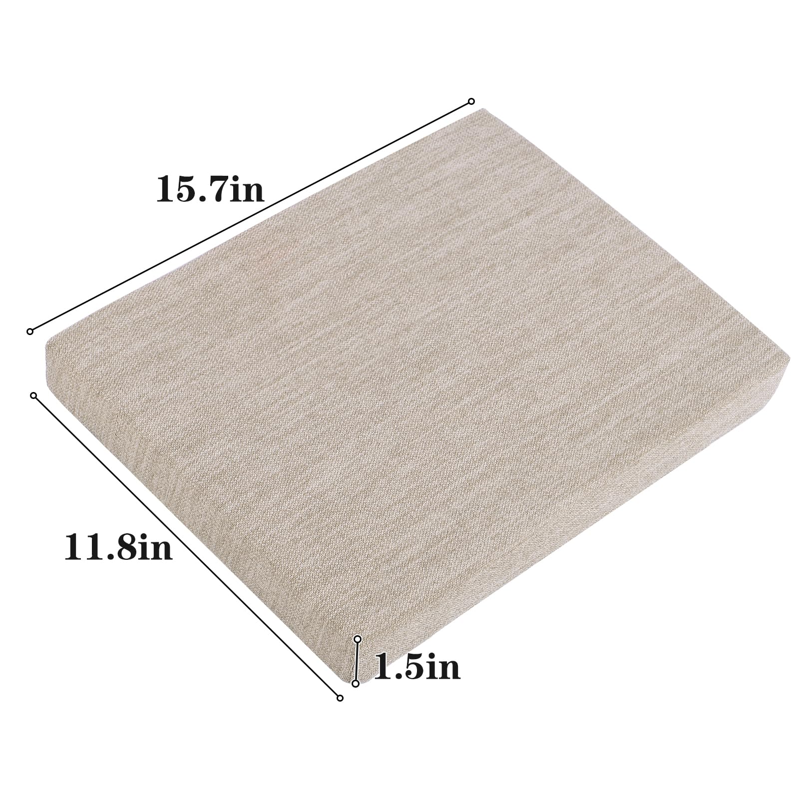 baibu Rectangle Bar Stool Cushions, Non-Slip Dining Chair Pads Kitchen Bench Stool Cushions with Machine Washable Cover - Only 1 Pad (Beige, 15.7×11.8×1.5in)