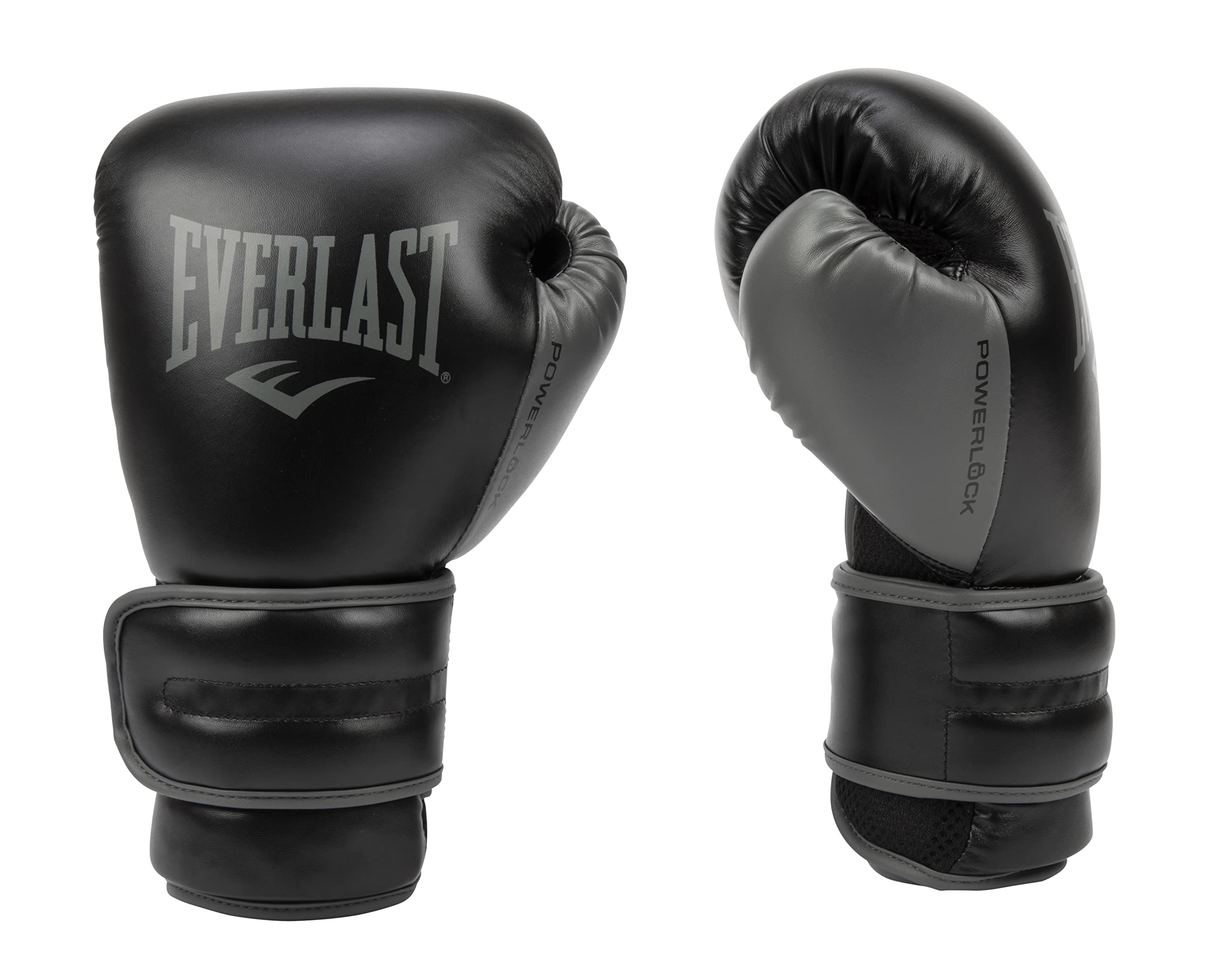 Everlast Powerlock 2 Hook & Loop Pro Training Gloves | Fight Training Gloves | Hook and Loop with Five-Layer Foam & Wrist Support | Heavy Bag & Fitness Training (Black/Gray,16Oz)
