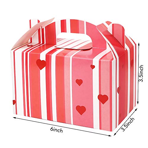 Moretoes 52 Pack Valentine Gable Treat Boxes Cardboard Paper Goodie Boxes Party Supplies, Candy Treat Cookie Boxes