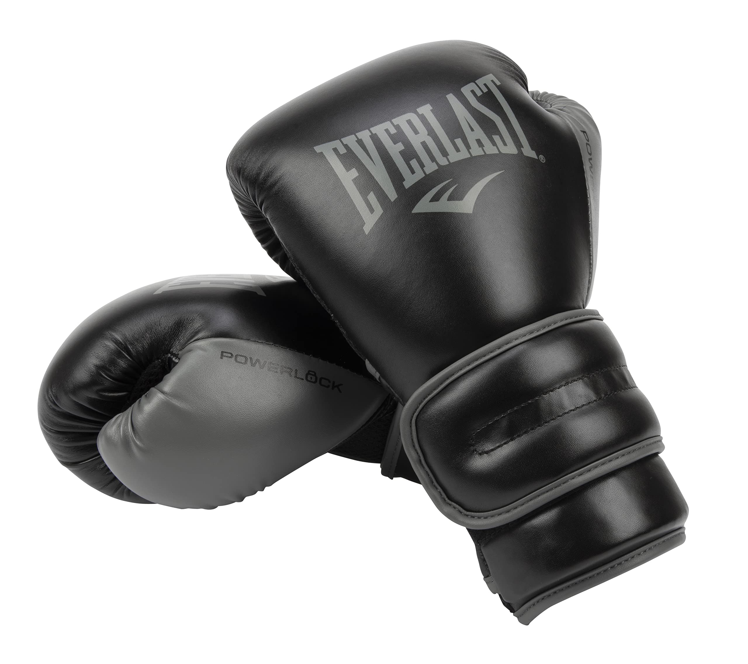 Everlast Powerlock 2 Hook & Loop Pro Training Gloves | Fight Training Gloves | Hook and Loop with Five-Layer Foam & Wrist Support | Heavy Bag & Fitness Training (Black/Gray,16Oz)