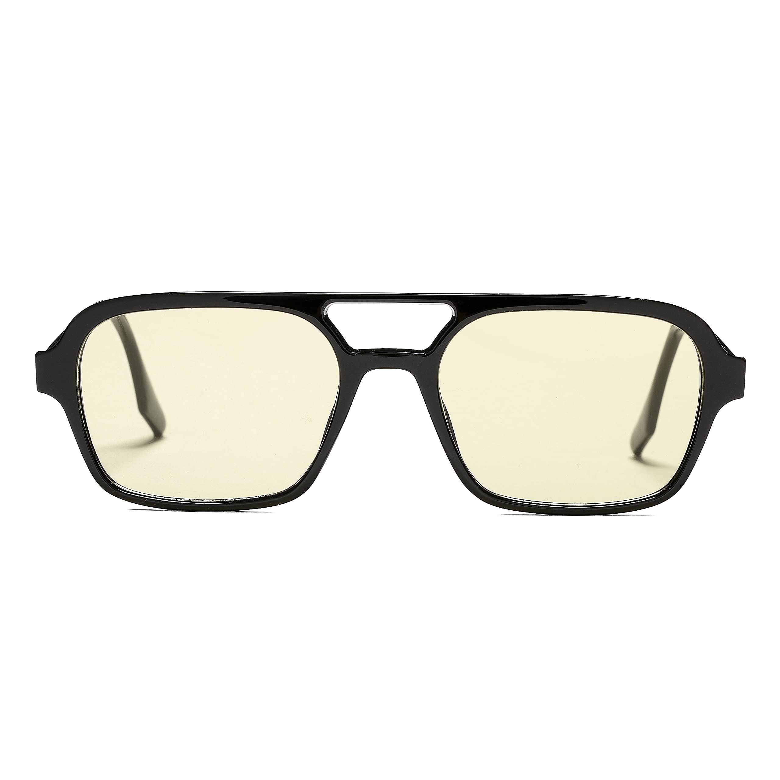 DeBuff Vintage 70s Flat Aviator Sunglasses for Women Men, Retro Square Glasses UV400 Protection Shades