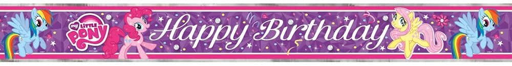 My Little Pony Birthday Party Supplies Bundle Pack for 16 includes 16 Plates, 16 Napkins, 1 Happy Birthday Banner, 1 Dinosaur Sticker Sheet