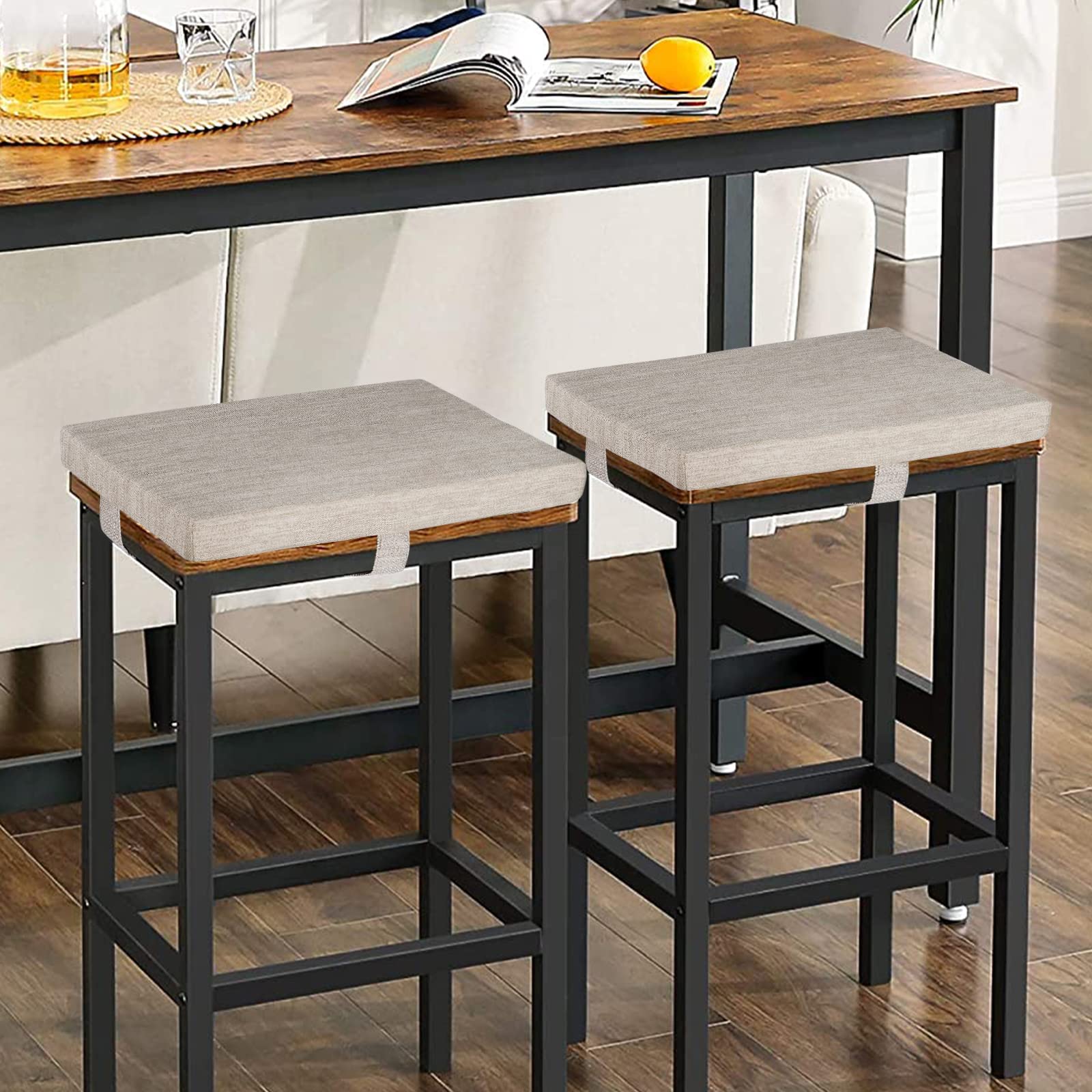baibu Rectangle Bar Stool Cushions, Non-Slip Dining Chair Pads Kitchen Bench Stool Cushions with Machine Washable Cover - Only 1 Pad (Beige, 15.7×11.8×1.5in)